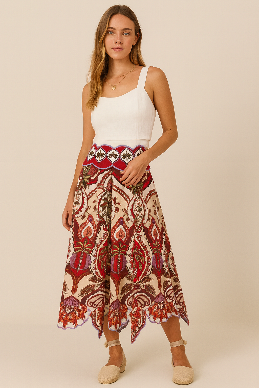 Trendy Damen Rock Rot Multicolor – FARM RIO Mode & Stil